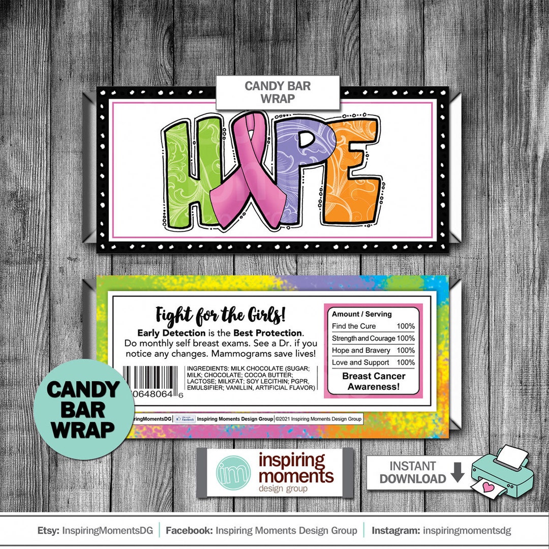 Breast Cancer Candy Bar Wrap Breast Cancer Awareness Find - Etsy