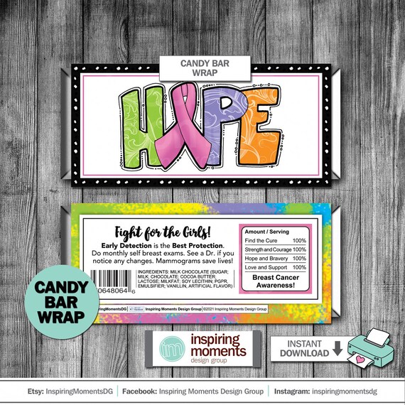 Breast Cancer Candy Bar Wrap Breast Cancer Awareness Find | Etsy