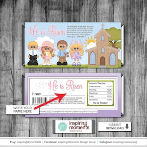 Religious Easter Candy Bar Wrap | He is Risen | Easter | Cross | Church ...