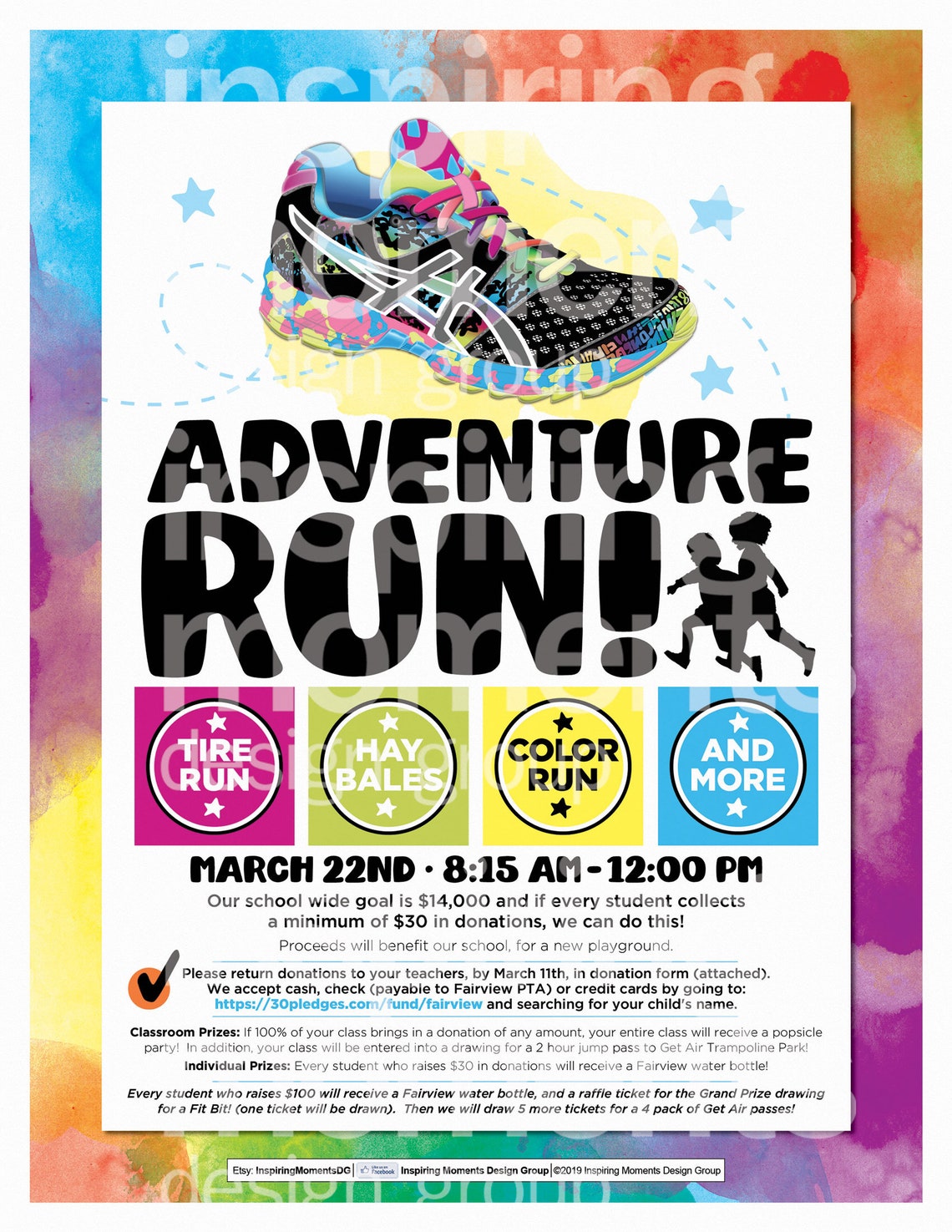 Color Run Event Flyer Printable Fun Run Adventure Run - Etsy