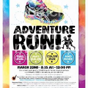 Color Run Event Flyer Printable | Fun Run | Adventure Run | Fundraiser ...