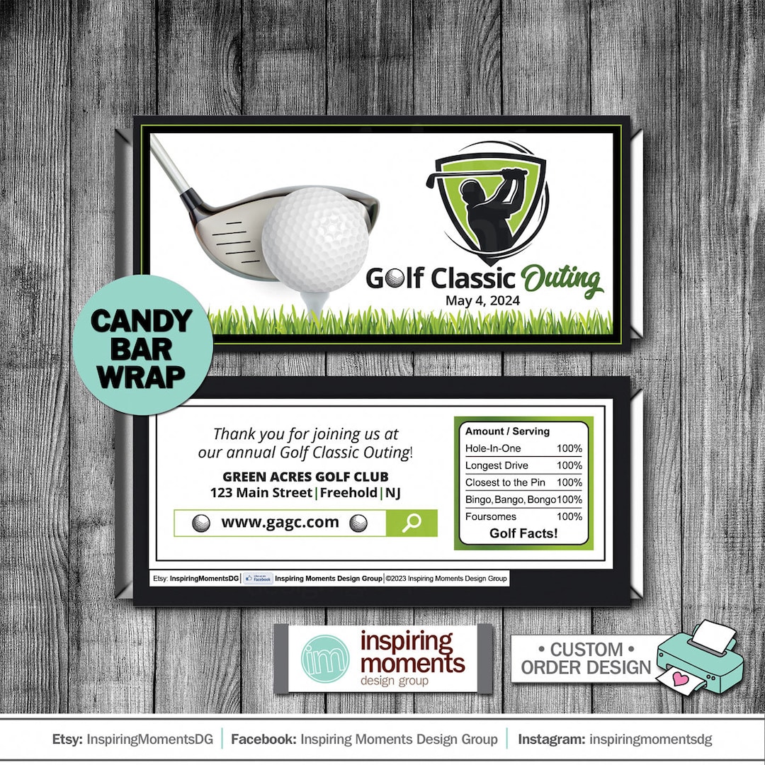 Golf Classic Outing Candy Bar Wrap, Fundraiser, Golf Course Gift Tag ...