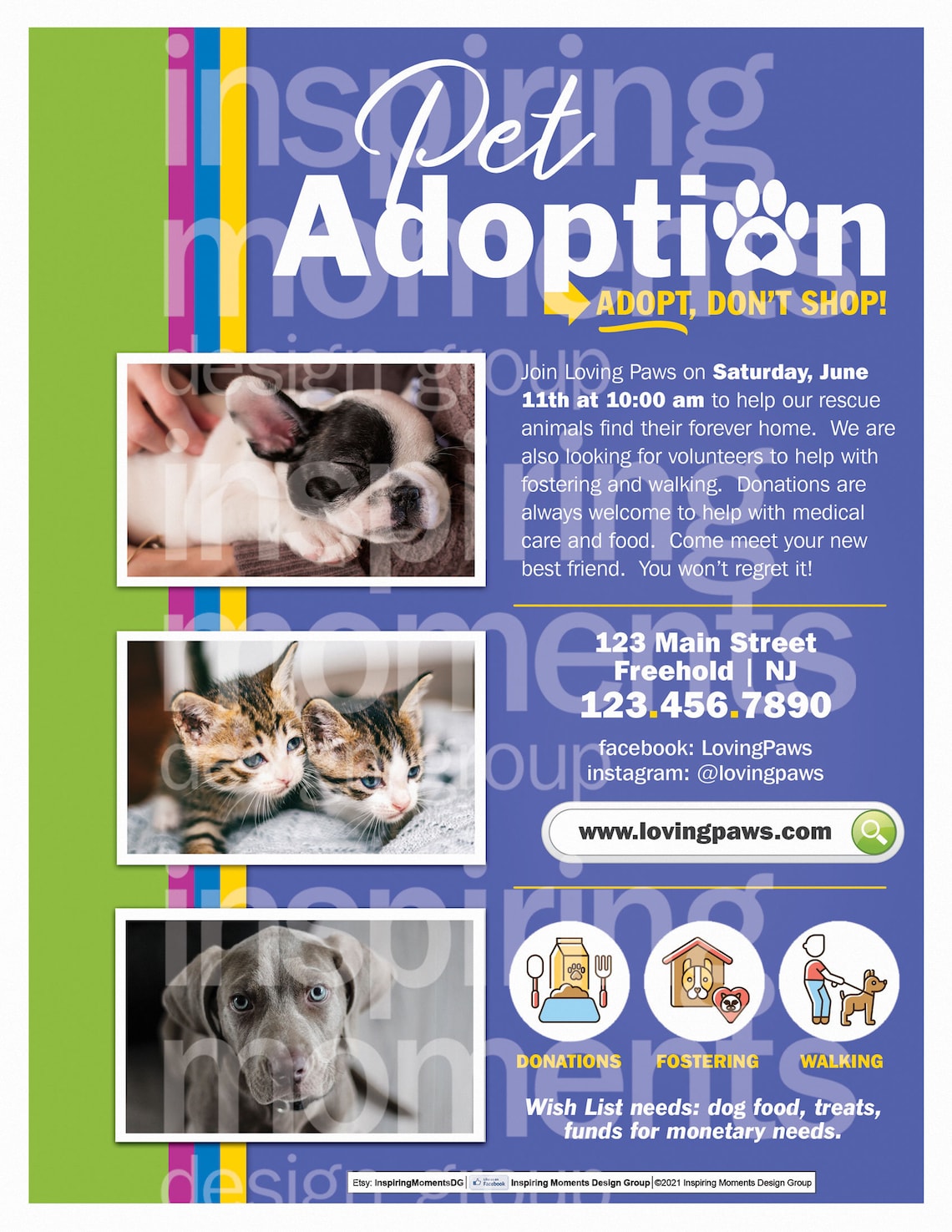 Pet Adoption Flyer Printable Dog Adoptions Cat Adoptions - Etsy