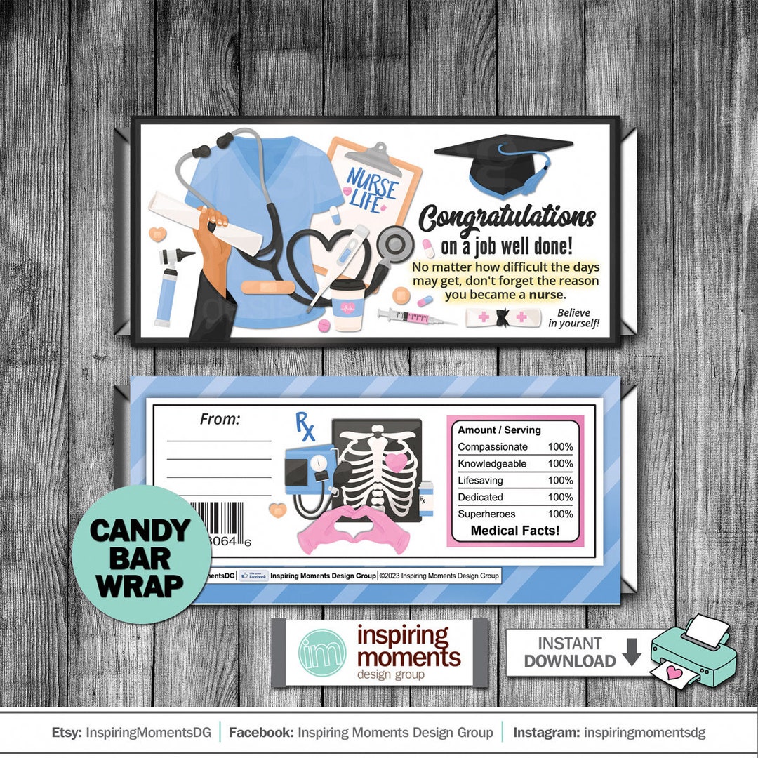 Nursing School Graduation Candy Bar Wrap, Nurses, Hospital Nurse, Gift ...