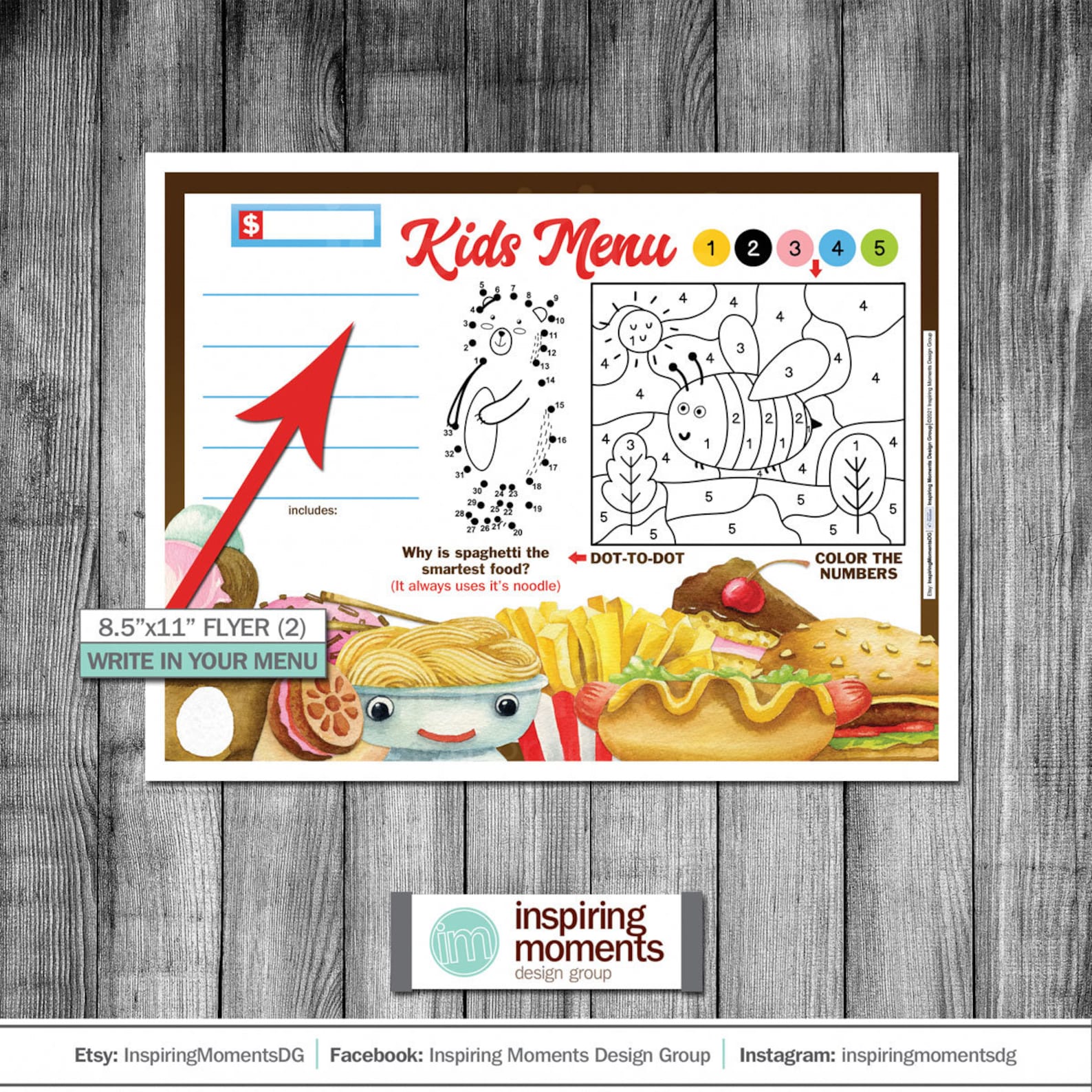 Kids Activity Menu Template: Restaurant DIY Printable (PDF) - Etsy