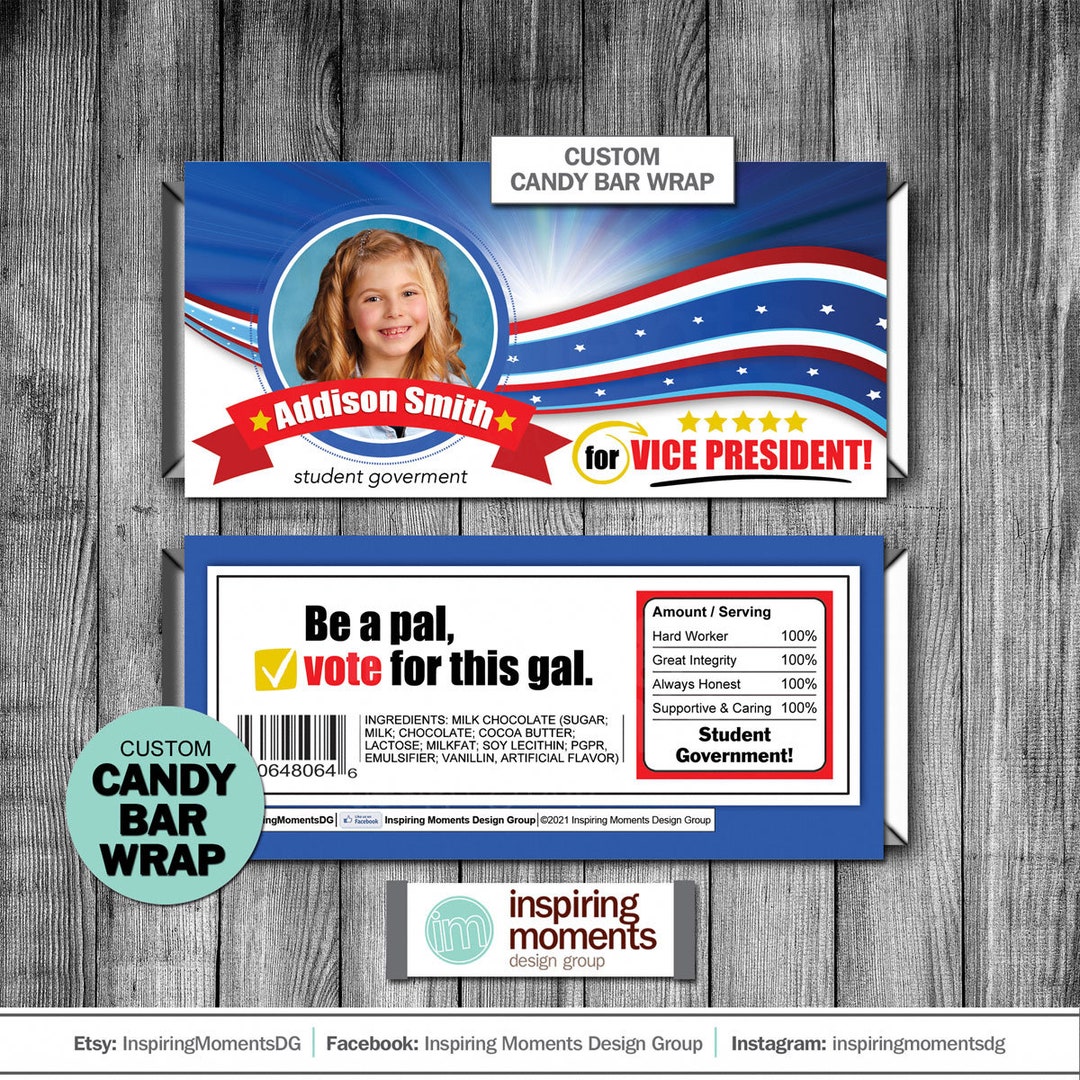 Personalized School Election Candy Bar Wrappers (PDF) - Etsy