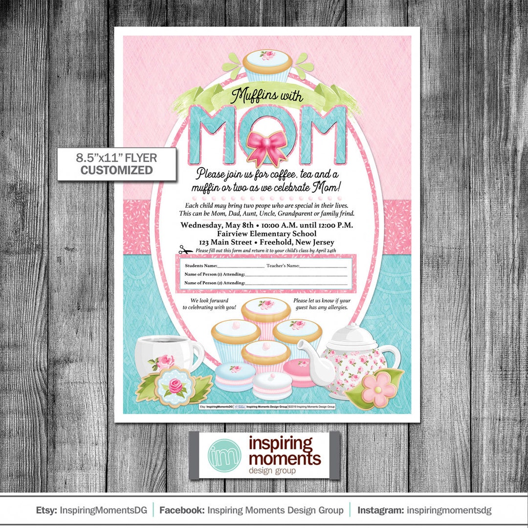 Muffins With Mom Event Flyer Printable Mothers Day Tea - Etsy