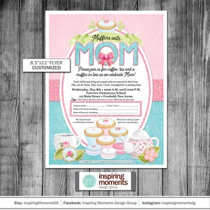 Muffins With Mom Event Flyer Printable Mothers Day Tea | Etsy