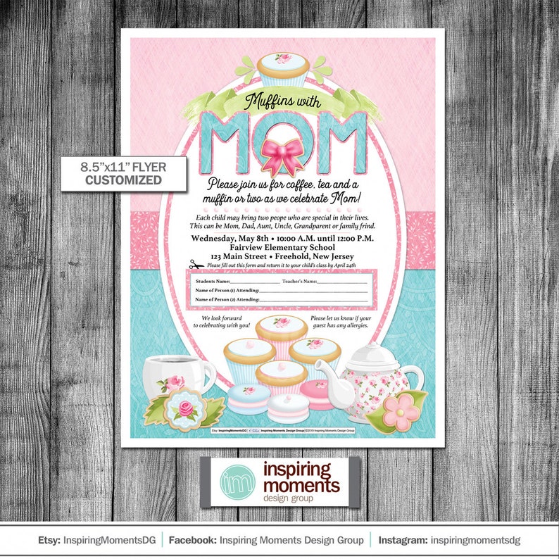 Muffins With Mom Event Flyer Printable Mothers Day Tea - Etsy