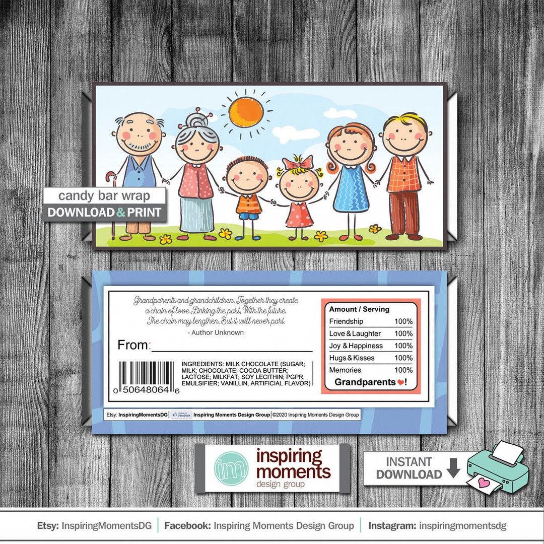 Grandparents Day Candy Bar Wrapper: DIY Printable Gift (instant ...