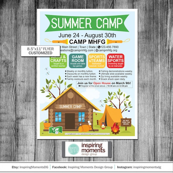 Summer Camp Flyer Printable Recreation Summer Activities | Etsy