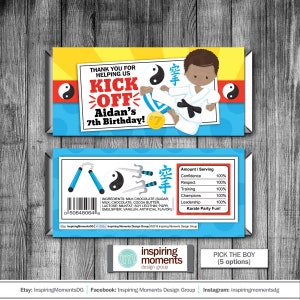 Karate Boy Candy Bar Wrap, Birthday, Thank You, Gift, Favor, Martial ...