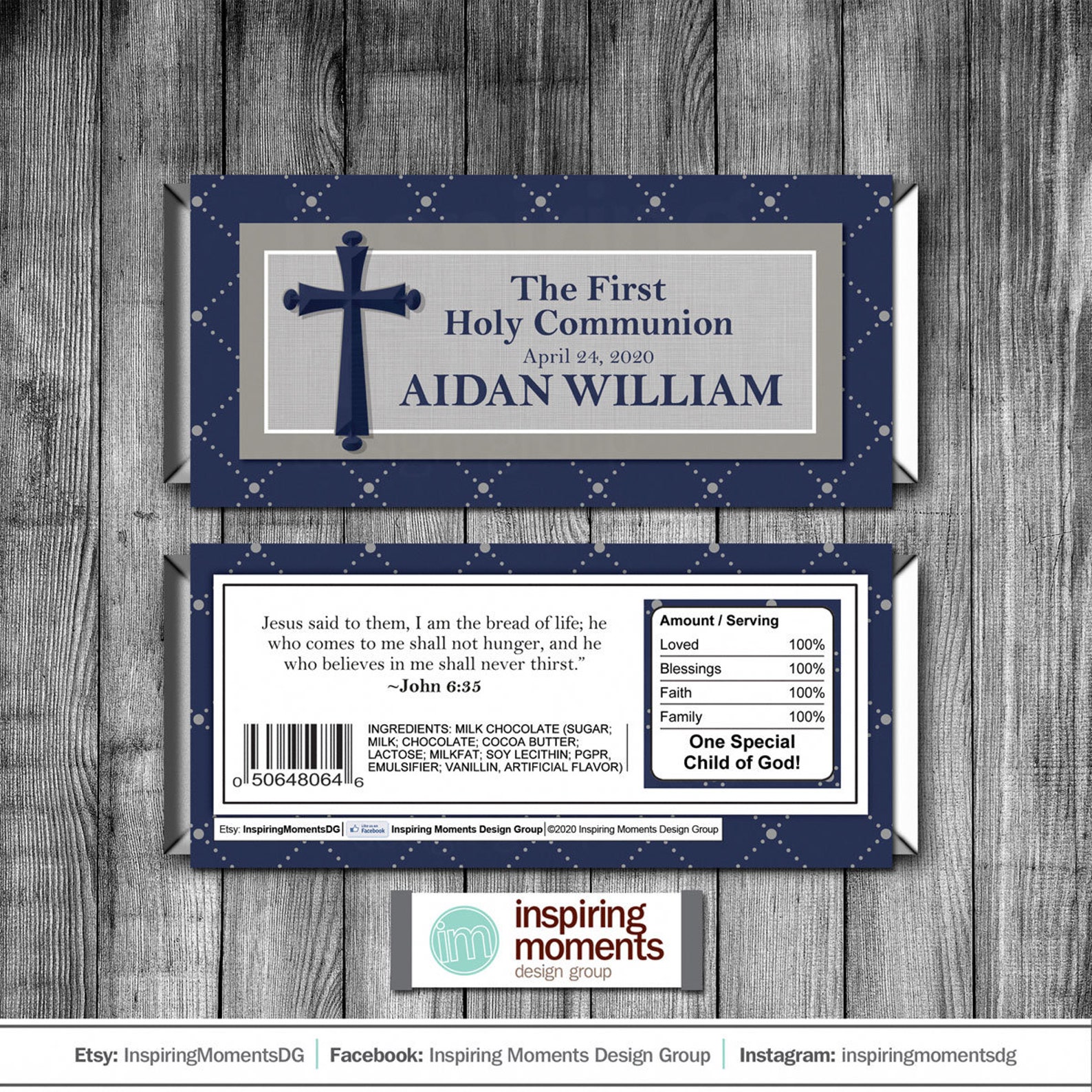 Communion Candy Bar Wrapper First Holy Communion Baptism - Etsy