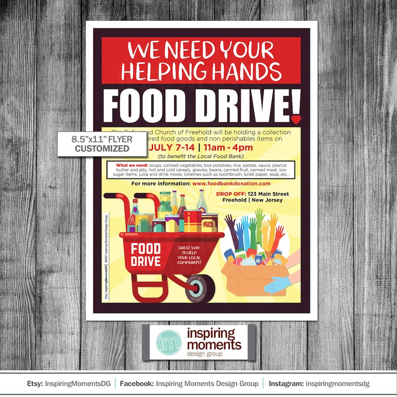Food Donation Event Flyer Printable Food Drive Food Bank - Etsy