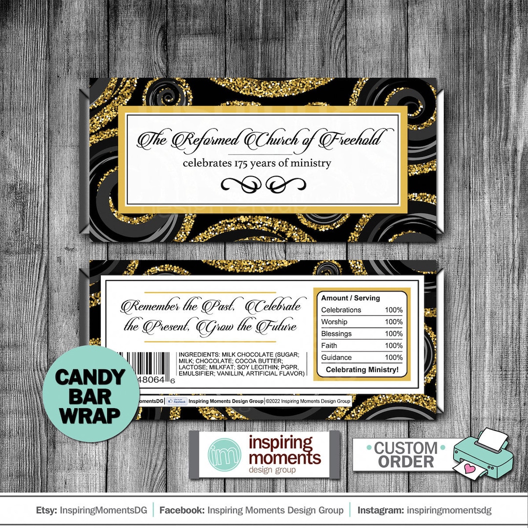 Personalized Church Anniversary Candy Bar Wrapper (printable PDF) - Etsy
