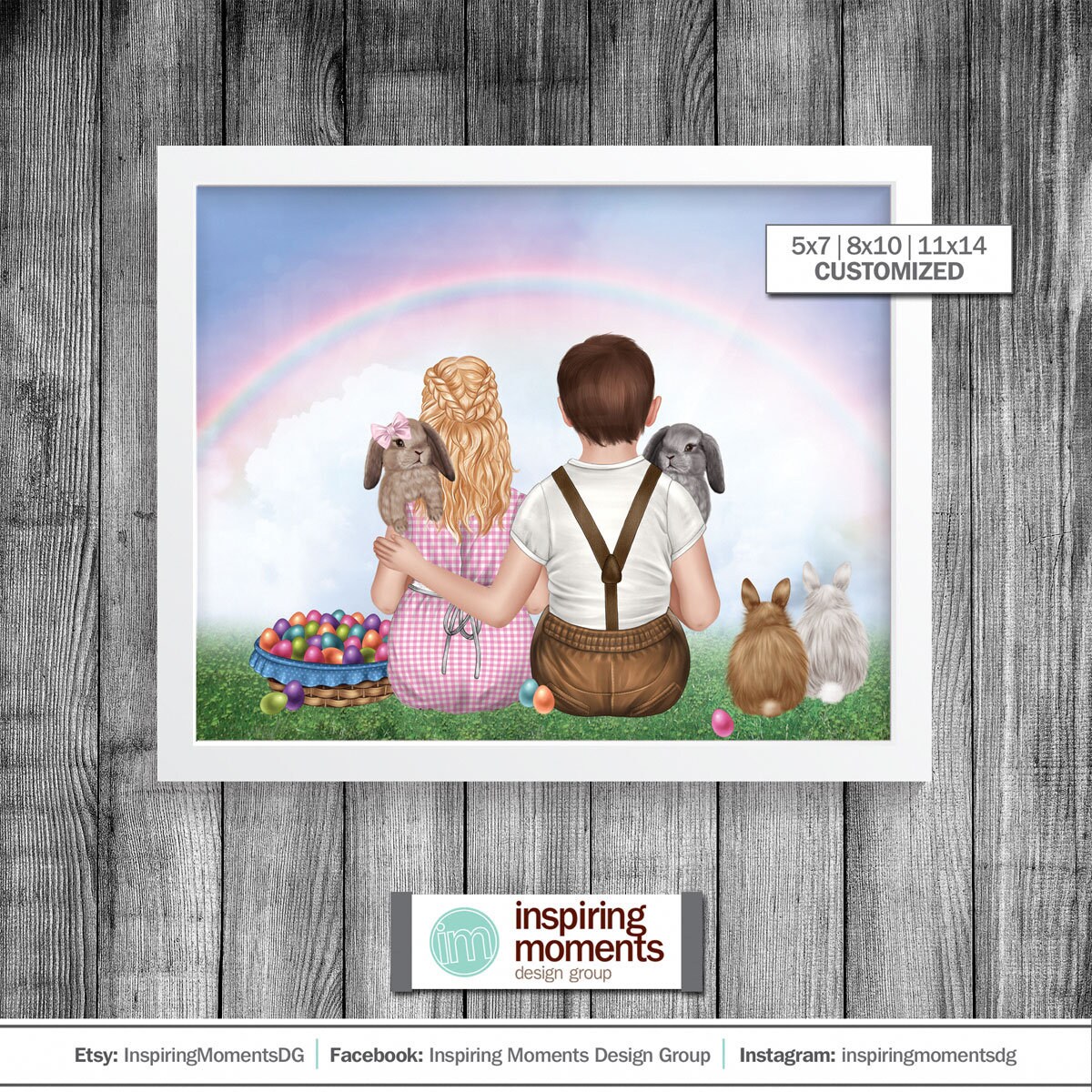 Easter Kids Picture Portrait Family Photo Illustration | Etsy