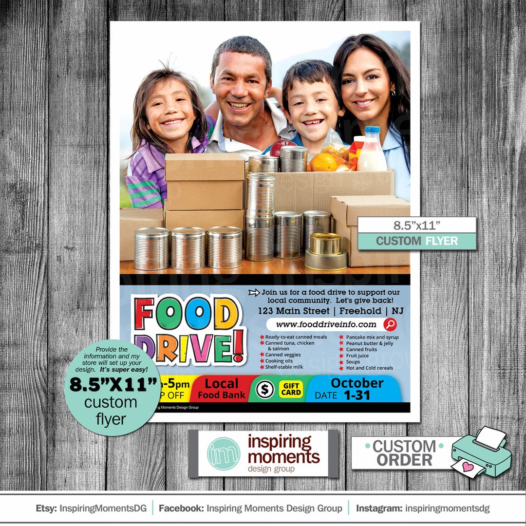 Food Donation Event Flyer Printable, Local Food Drive, Food Bank, Non ...
