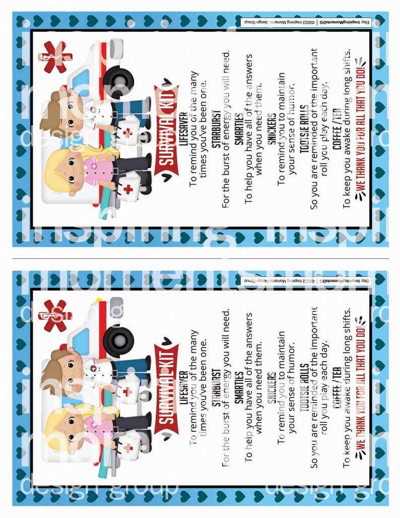 Paramedic Survival Kit Flyer Printable: DIY Gift Tag (digital Download ...