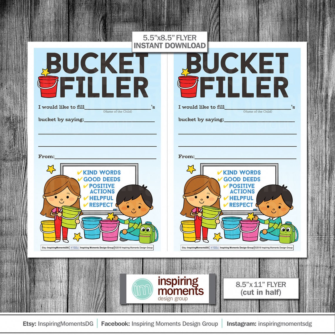 Bucket Filler Flyer Printable PTA PTN Teachers Tools | Etsy