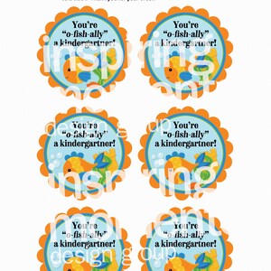School Favor Tag, You're O-fish-ally A Kindergartner, First Grader ...