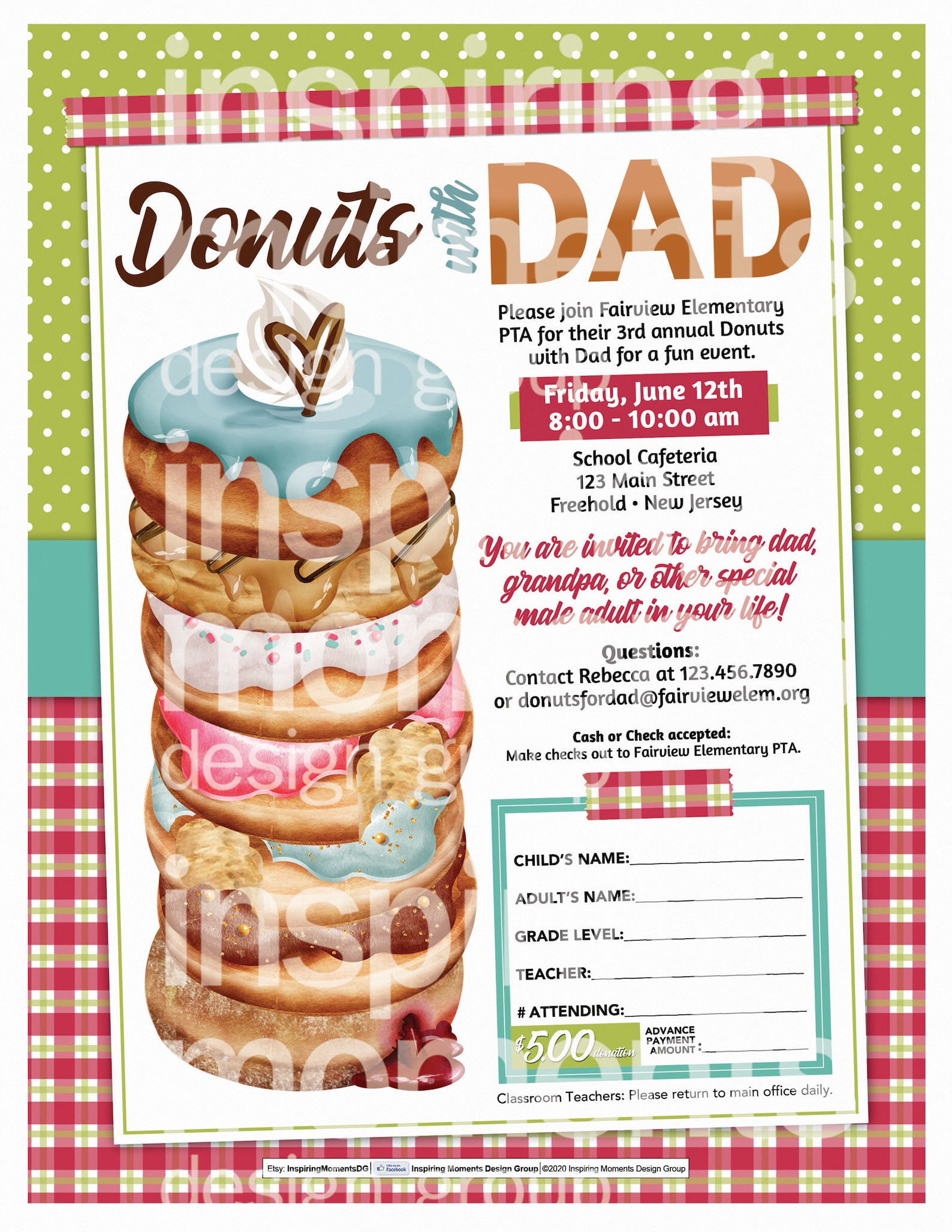 Donuts With Dad Event Flyer Printable Fathers Day Brunch | Etsy