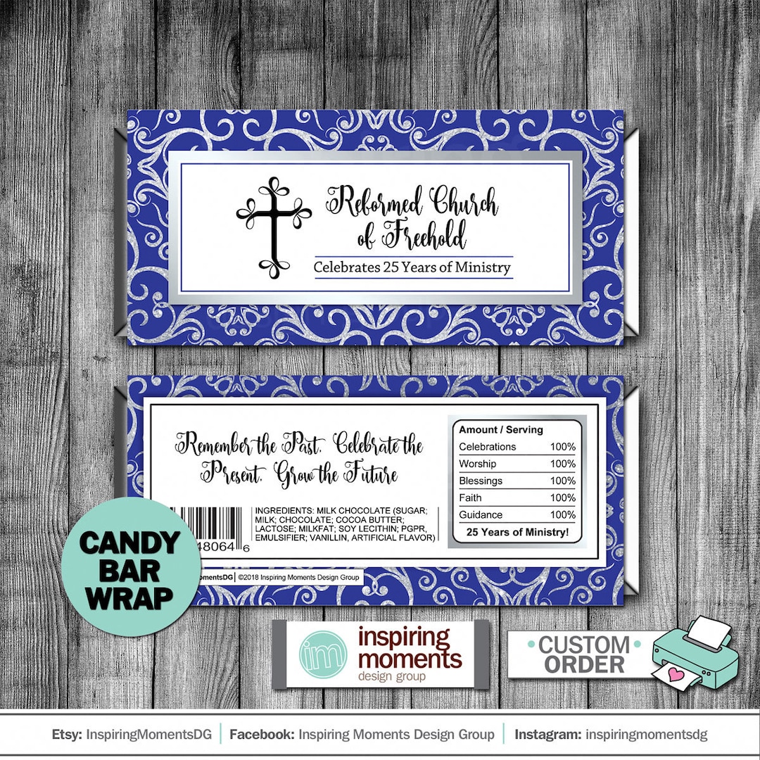 Church Anniversary Candy Bar Wrapper, First Holy Communion, Baptism ...