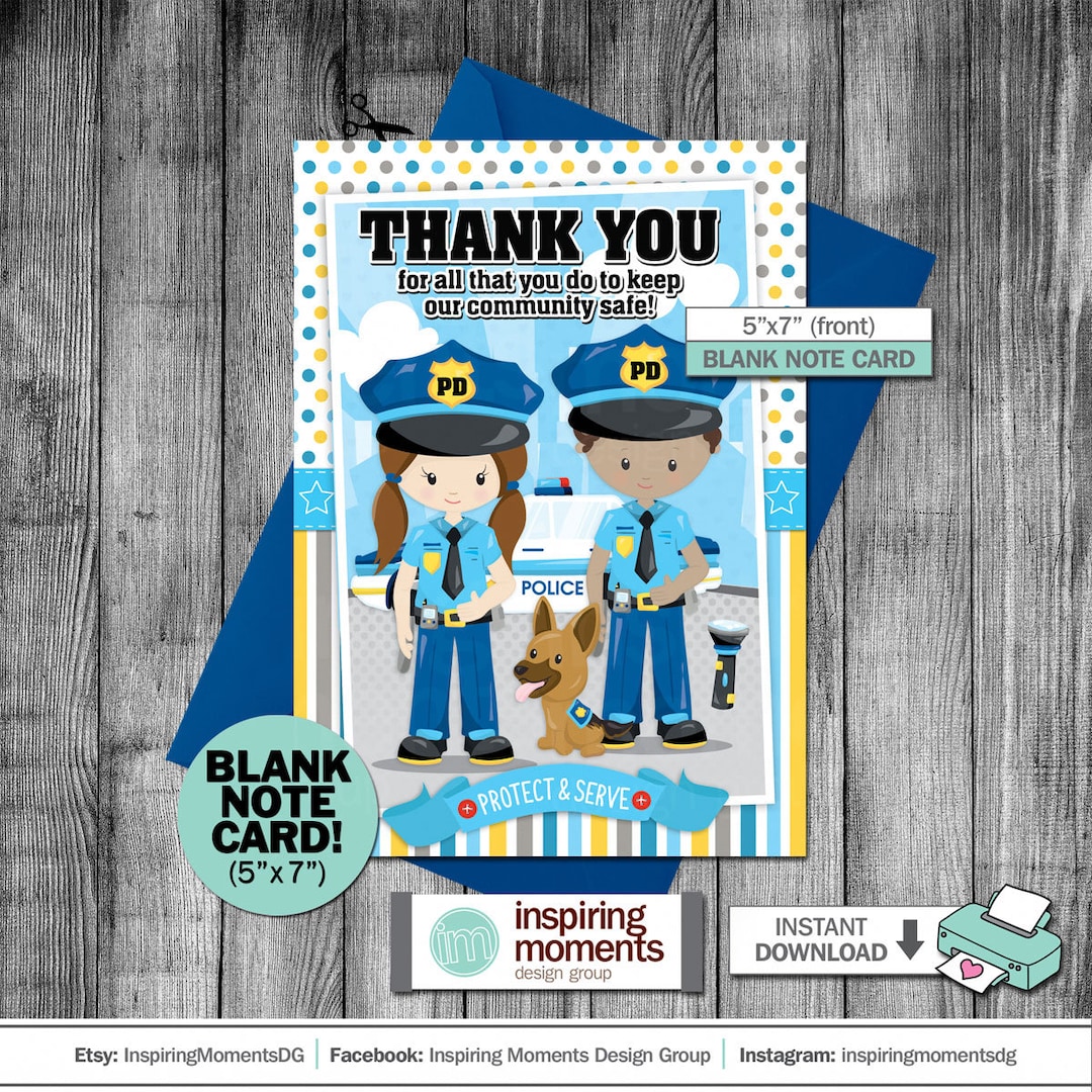 Police Appreciation Thank You Card, Thank You From Kids and Families ...