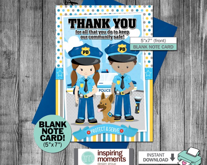 Printable Police Thank You Card, Law Enforcement Appreciation Card ...