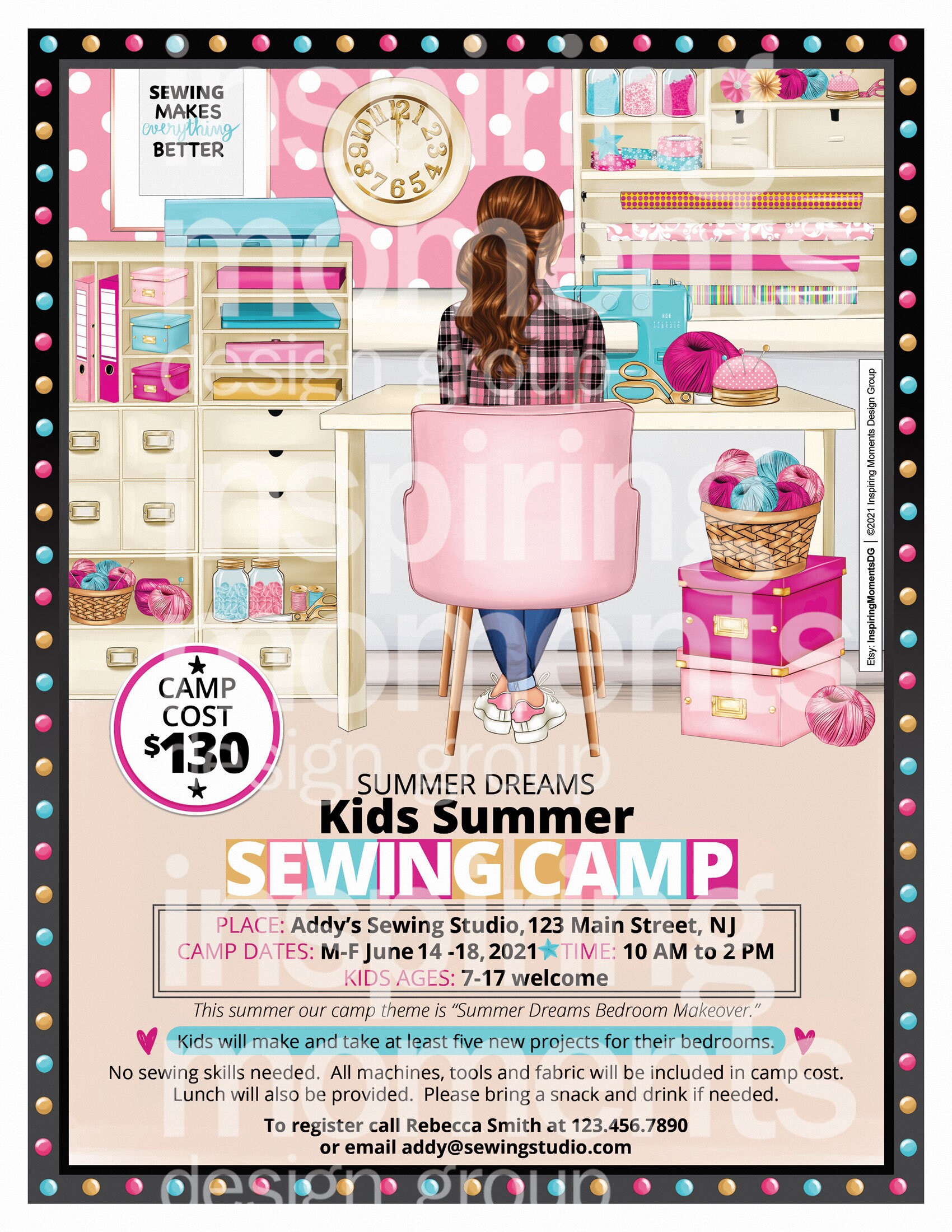 Sewing Camp Flyer Printable Arts And Crafts Summer | Etsy