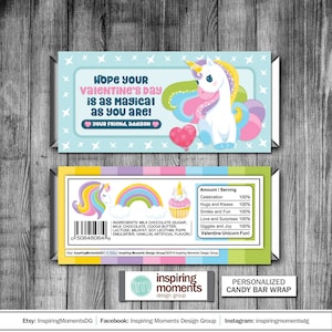 Unicorn Valentine Candy Bar Wrappers | Magical Valentine Candy Bar Wrap ...