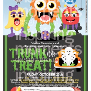 Trunk or Treat Event Flyer Printable, Halloween, PTA, PTN School Flyer ...