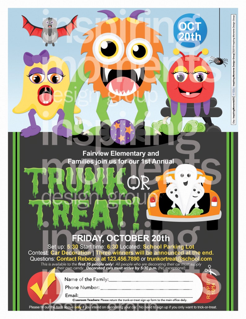 Trunk or Treat Event Flyer Printable Halloween PTA PTN - Etsy