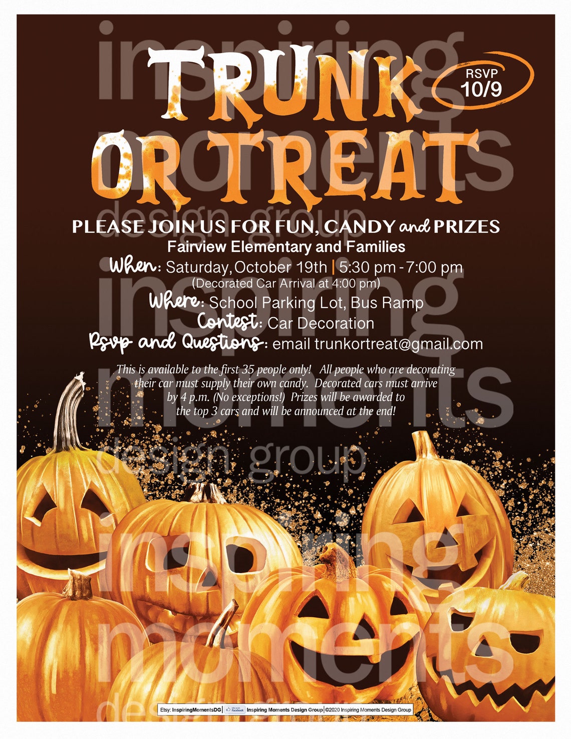 Trunk or Treat Event Flyer Printable Halloween Pumpkin PTA - Etsy
