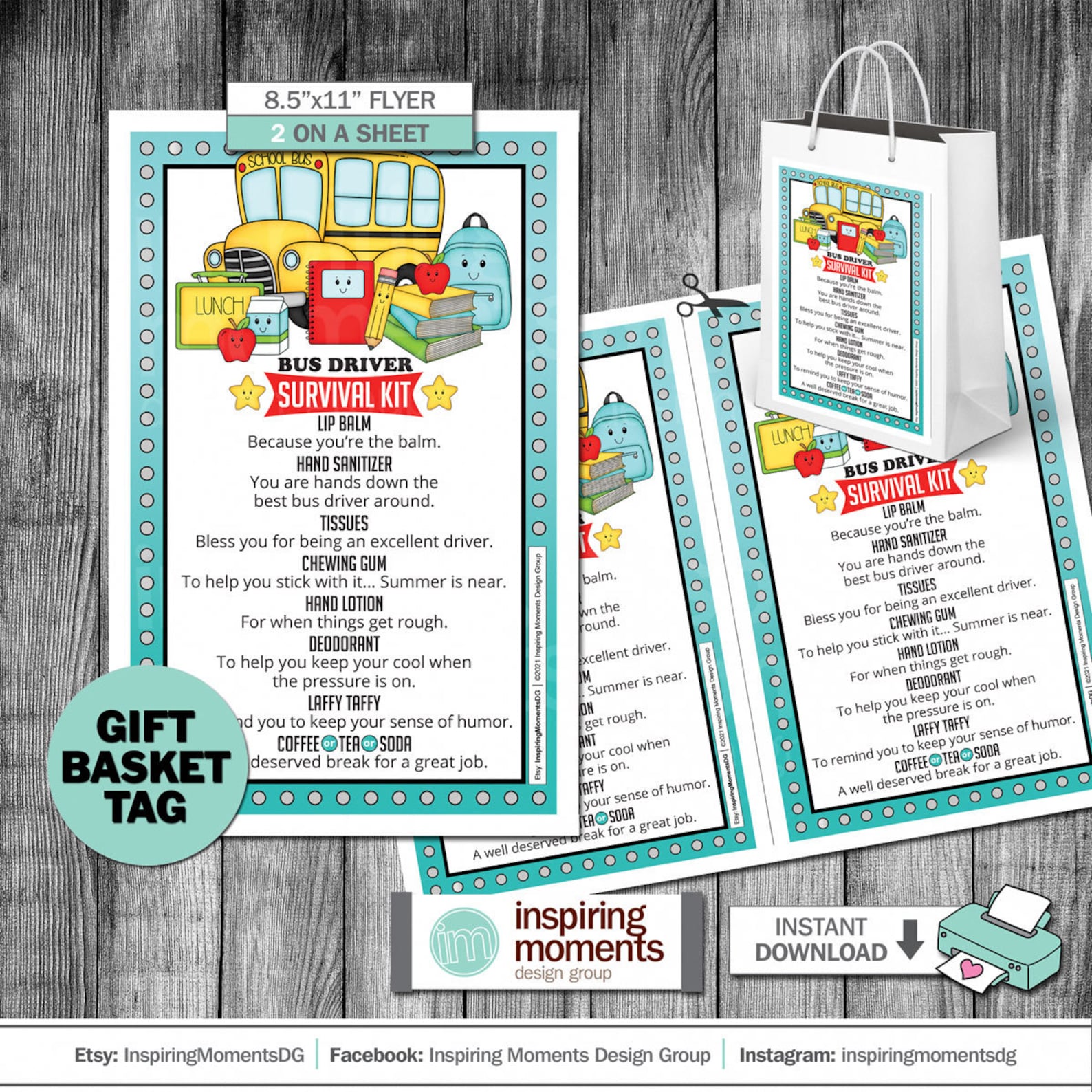 School Bus Driver Survival Kit Flyer: Printable Gift (instant Download ...