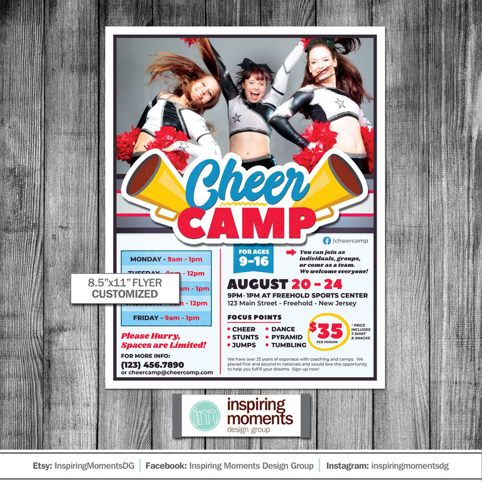 Cheer Camp Event Flyer Printable, Cheerleaders, Cheerleader, Training ...