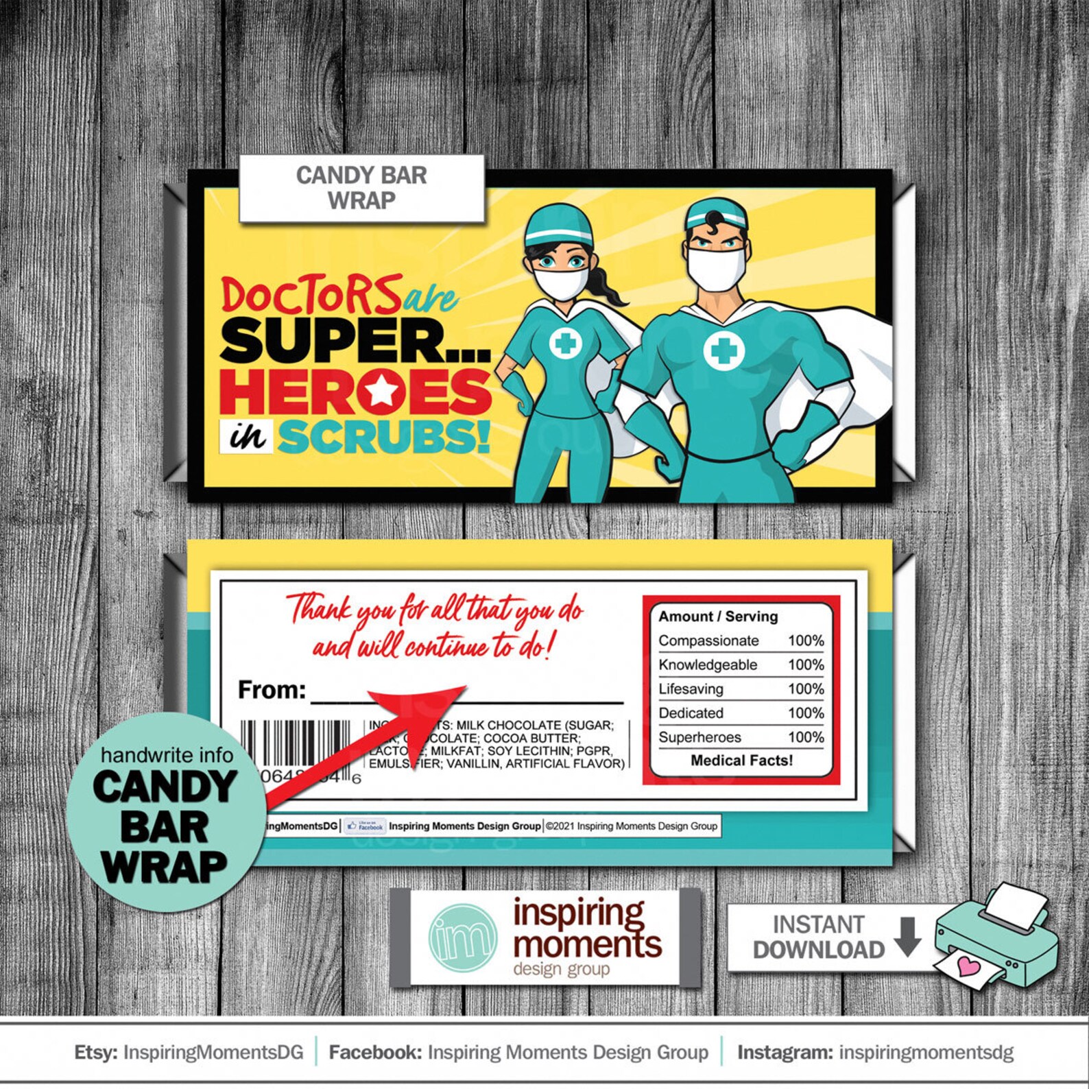 Doctors Are Superheroes Candy Bar Wrapper (instant Download) - Etsy