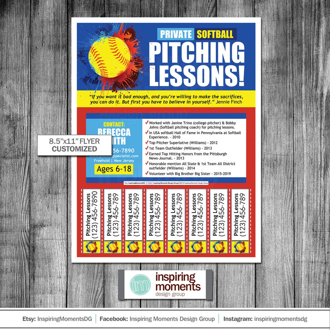 Softball Pitching Lessons Event Flyer Printable | Baseball Pitching ...