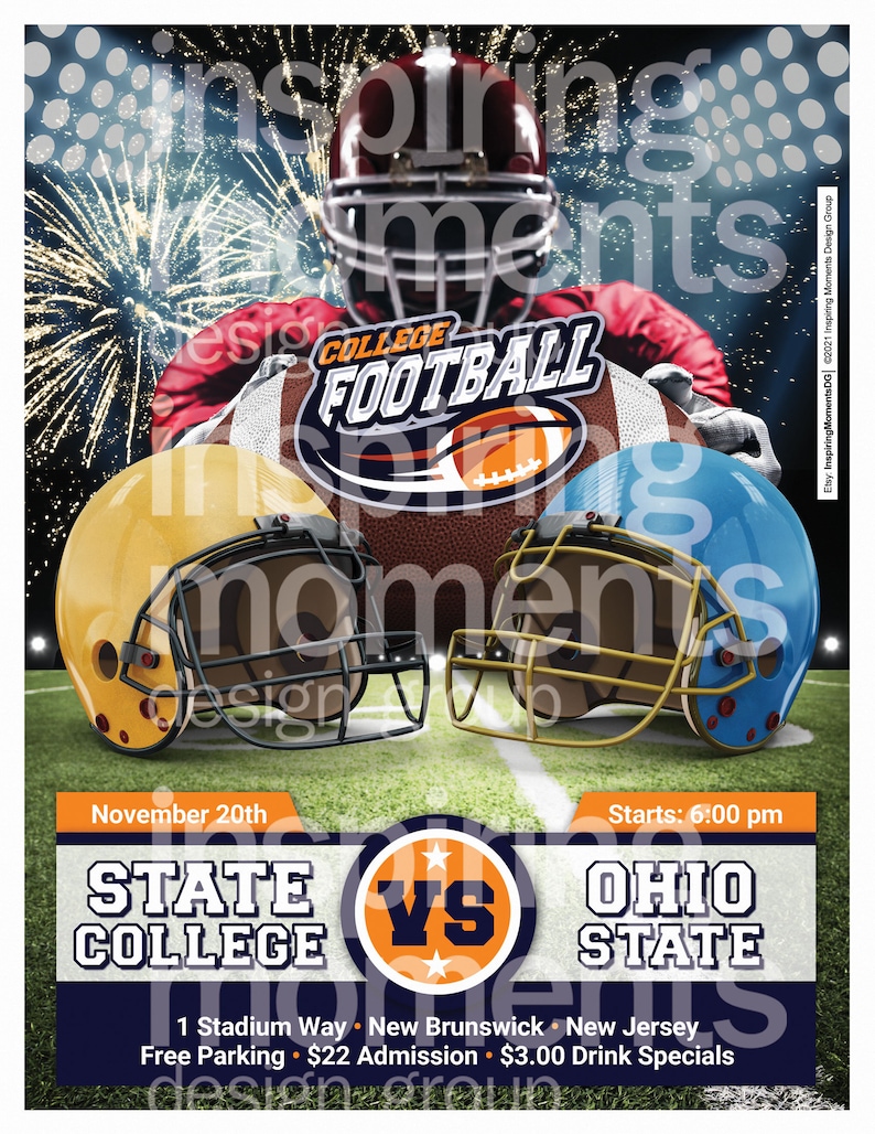 College Football Event Flyer Printable High School Sports - Etsy