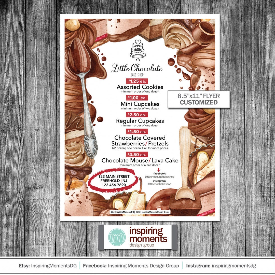 Bakery Event Flyer Printable | Bake Shop | Home Based Baker | Chocolate ...