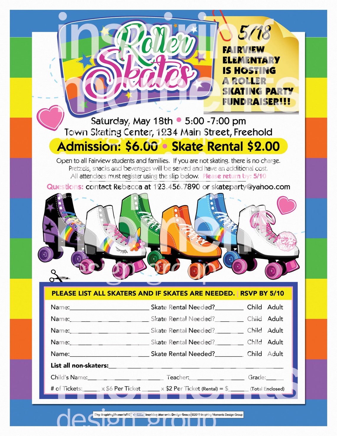 Roller Skating Family Night Event Flyer Printable PTA PTN | Etsy