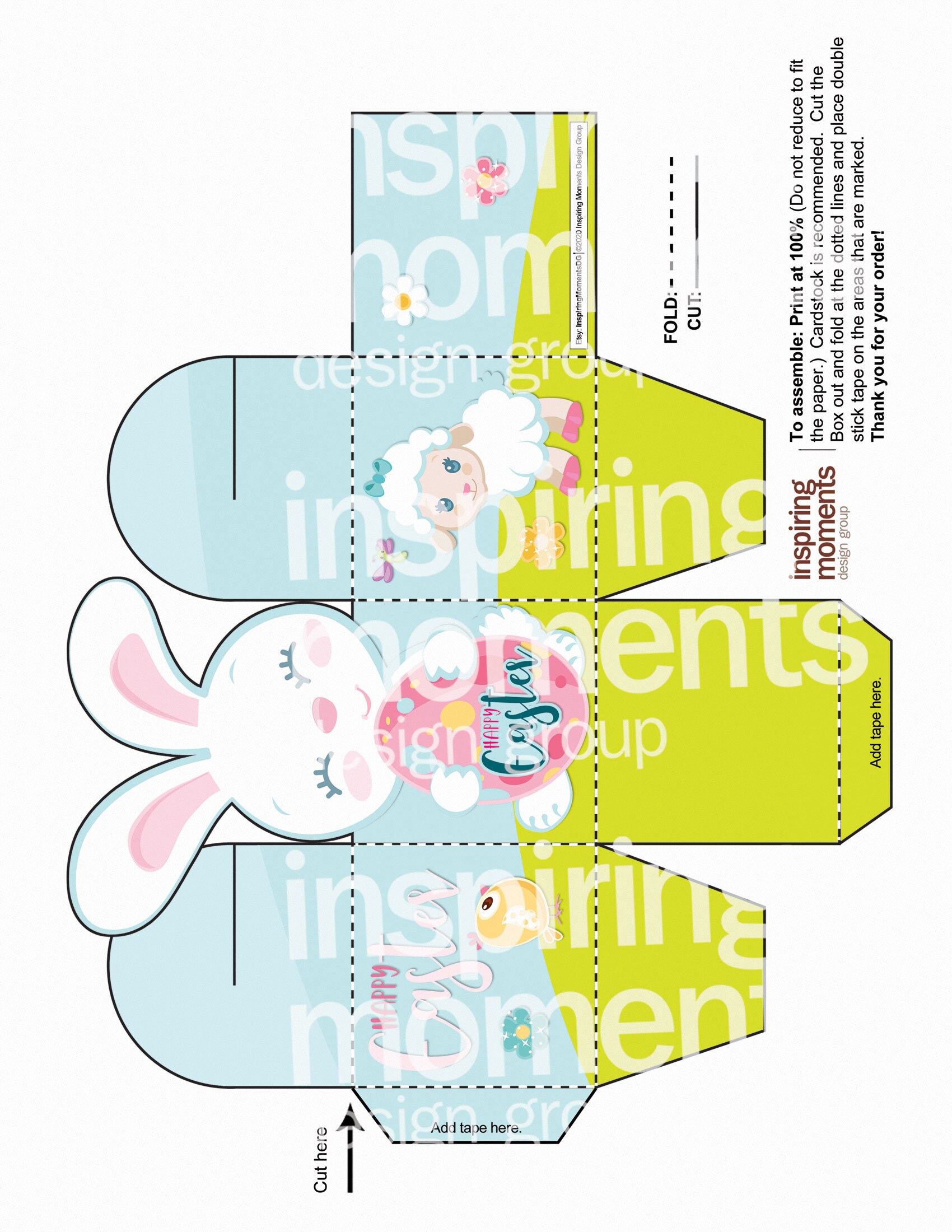 Easter Bunny Box Easter Easter Placecard 3D Template | Etsy