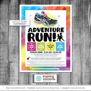 Color Run Event Flyer Printable | Fun Run | Adventure Run | Fundraiser ...