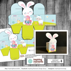 Easter Bunny Box Easter Easter Placecard 3D Template Easy to Cut and ...
