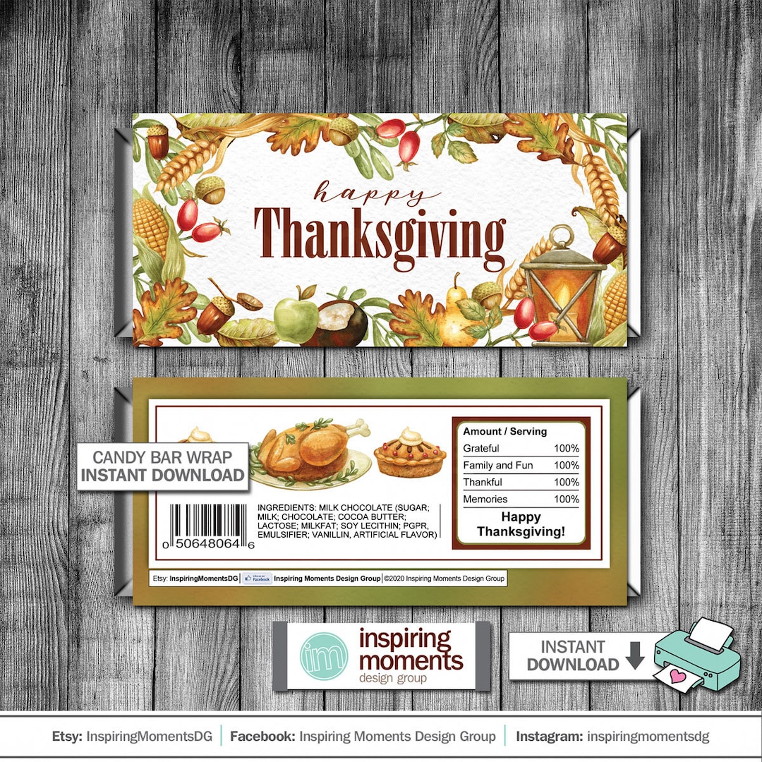 Thanksgiving Candy Bar Wrap | Give Thanks | Fall | DIY | Printable ...