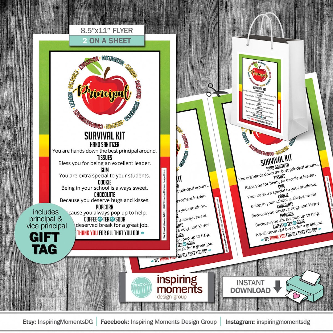 Principal Survival Kit Flyer: Teacher Appreciation Gift (digital ...