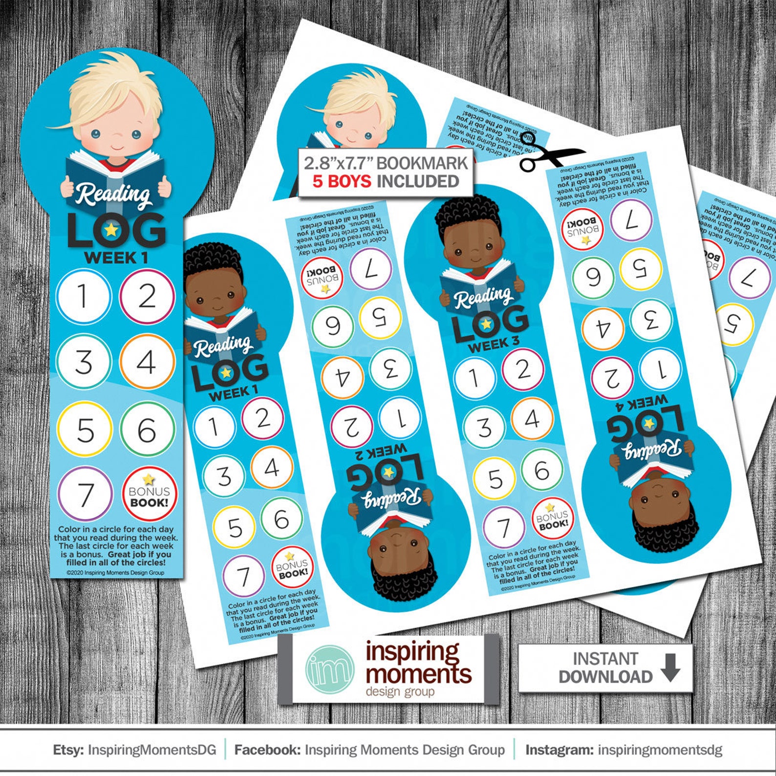 Printable Bookmarks Reading Log Bookmarks DIY Weekly and | Etsy