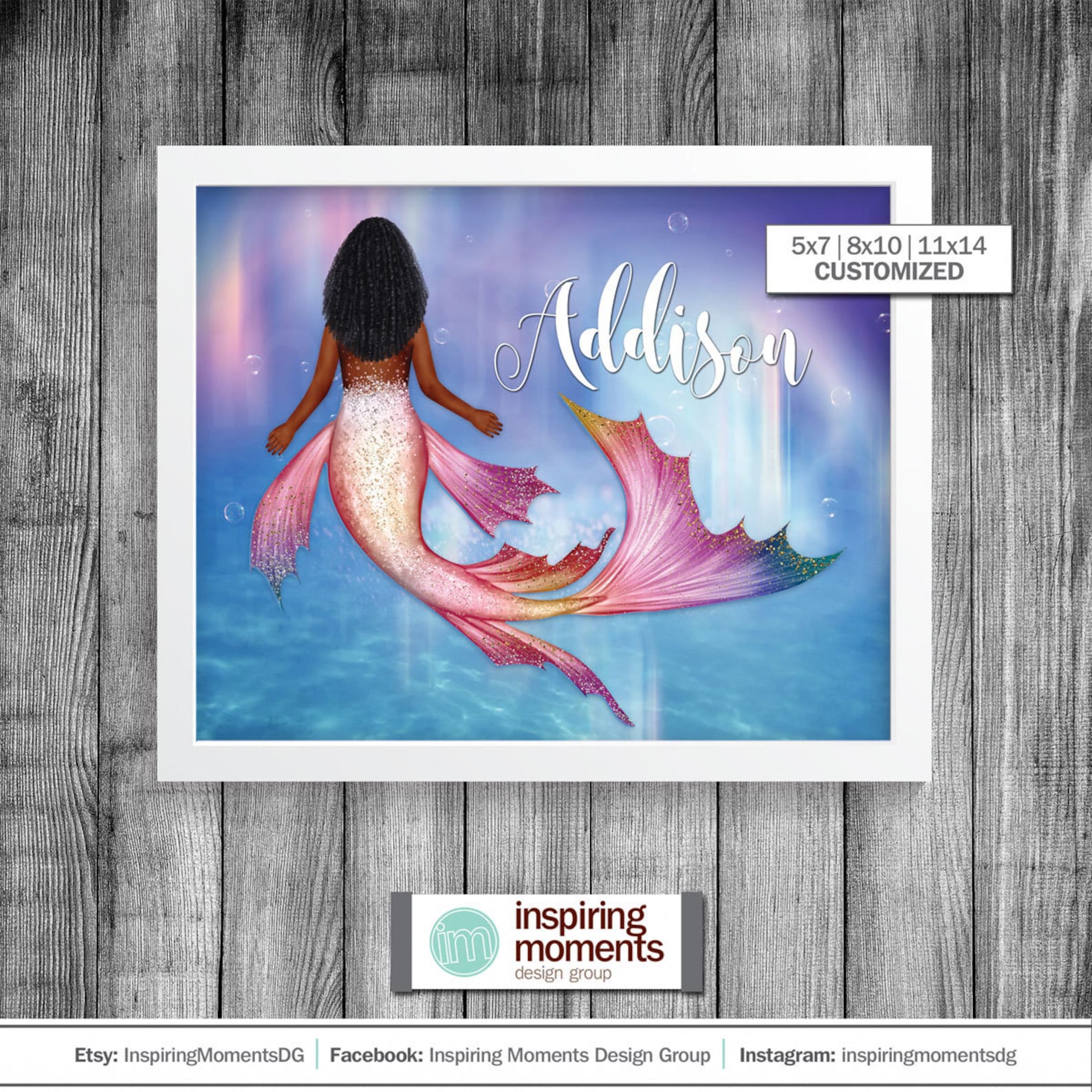 Mermaid Custom Picture Portrait Girls Room Decoration | Etsy