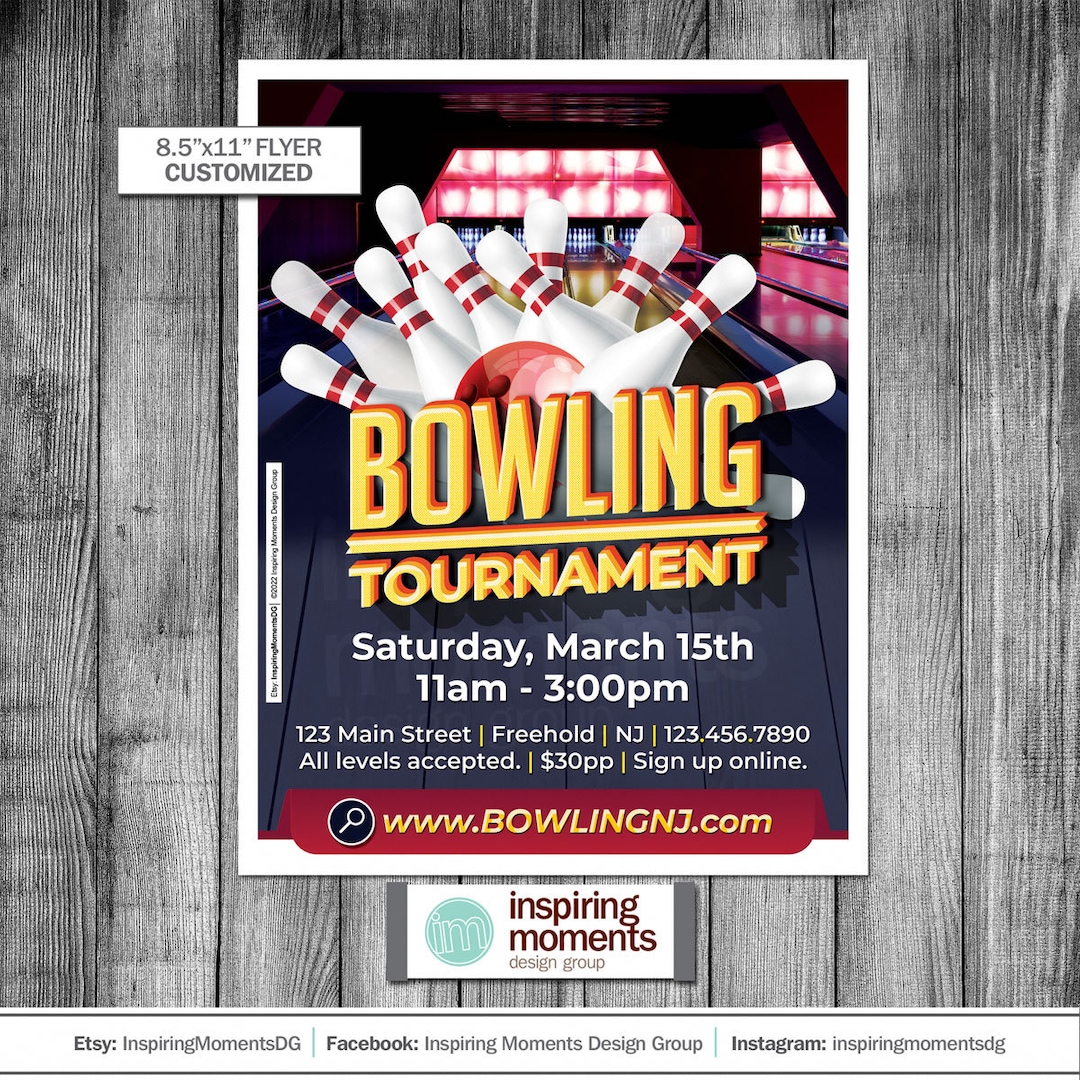Bowling Tournament Event Flyer Printable, Fundraiser, Bowling Night ...