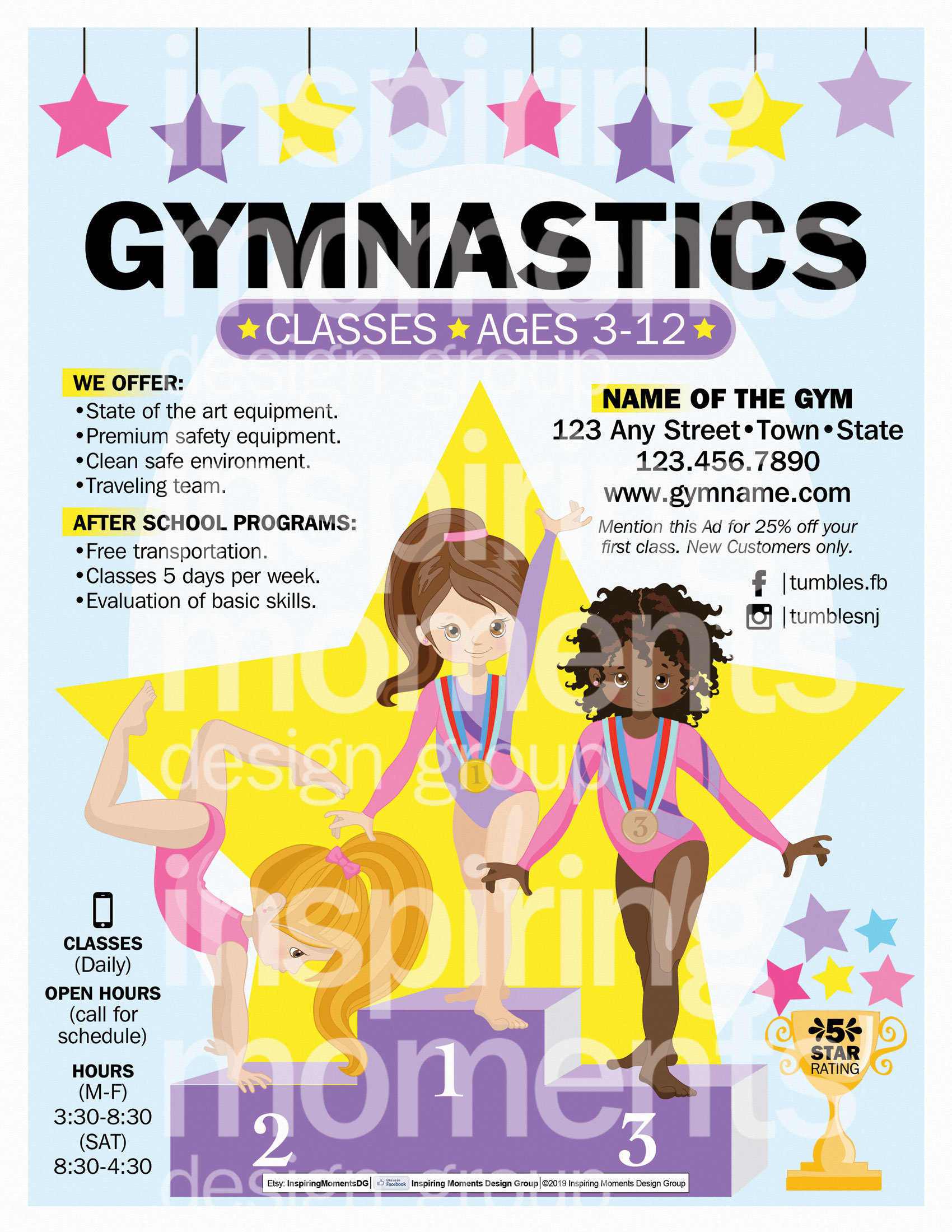 Custom Gymnastics Class Flyer: Customized Ages 3-12 (8.5"x11" Digital ...