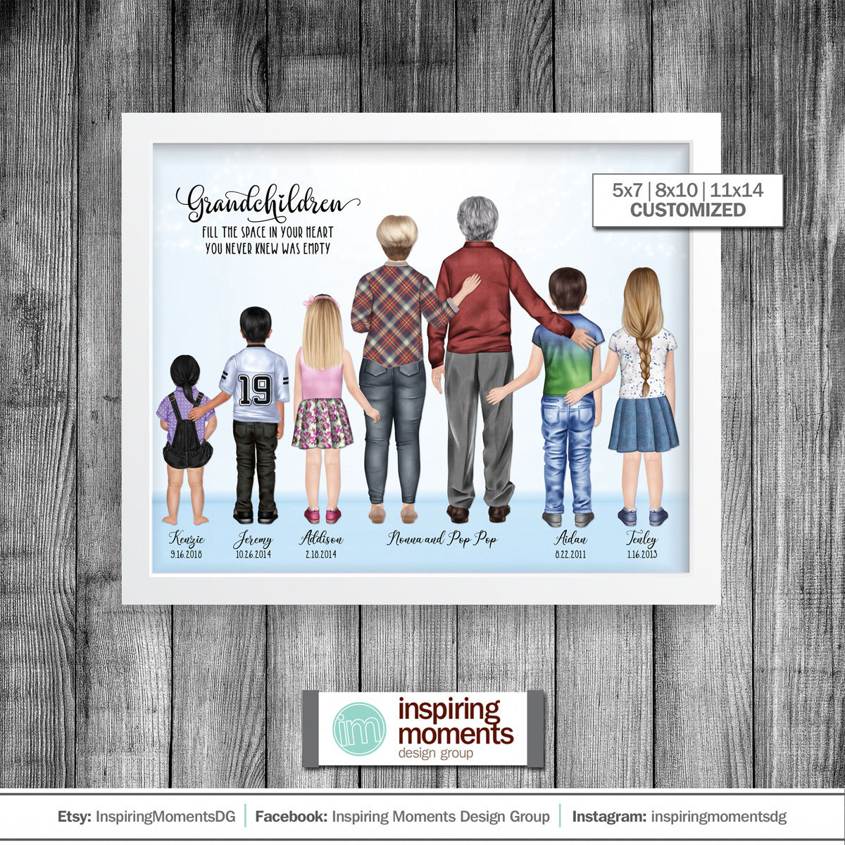 Grandparents and Grandchildren Picture Portrait Family | Etsy